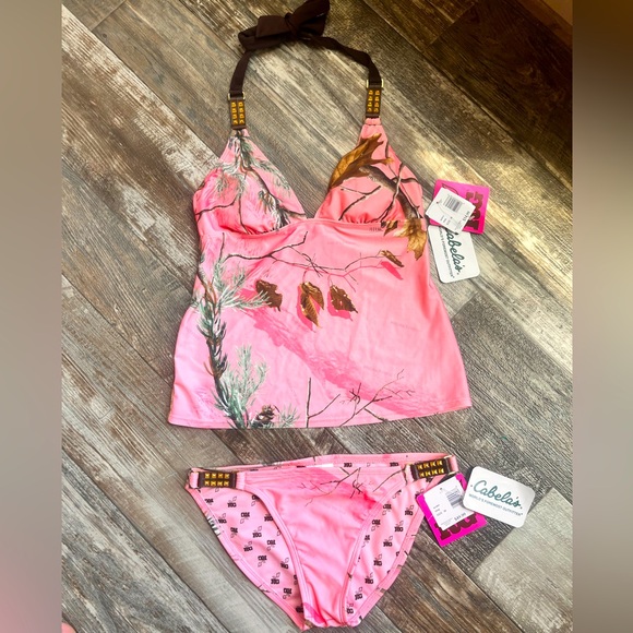 Cabela's | Swim | Nwt Real Tree Girl Pink Camo Halter Tankini Top ...